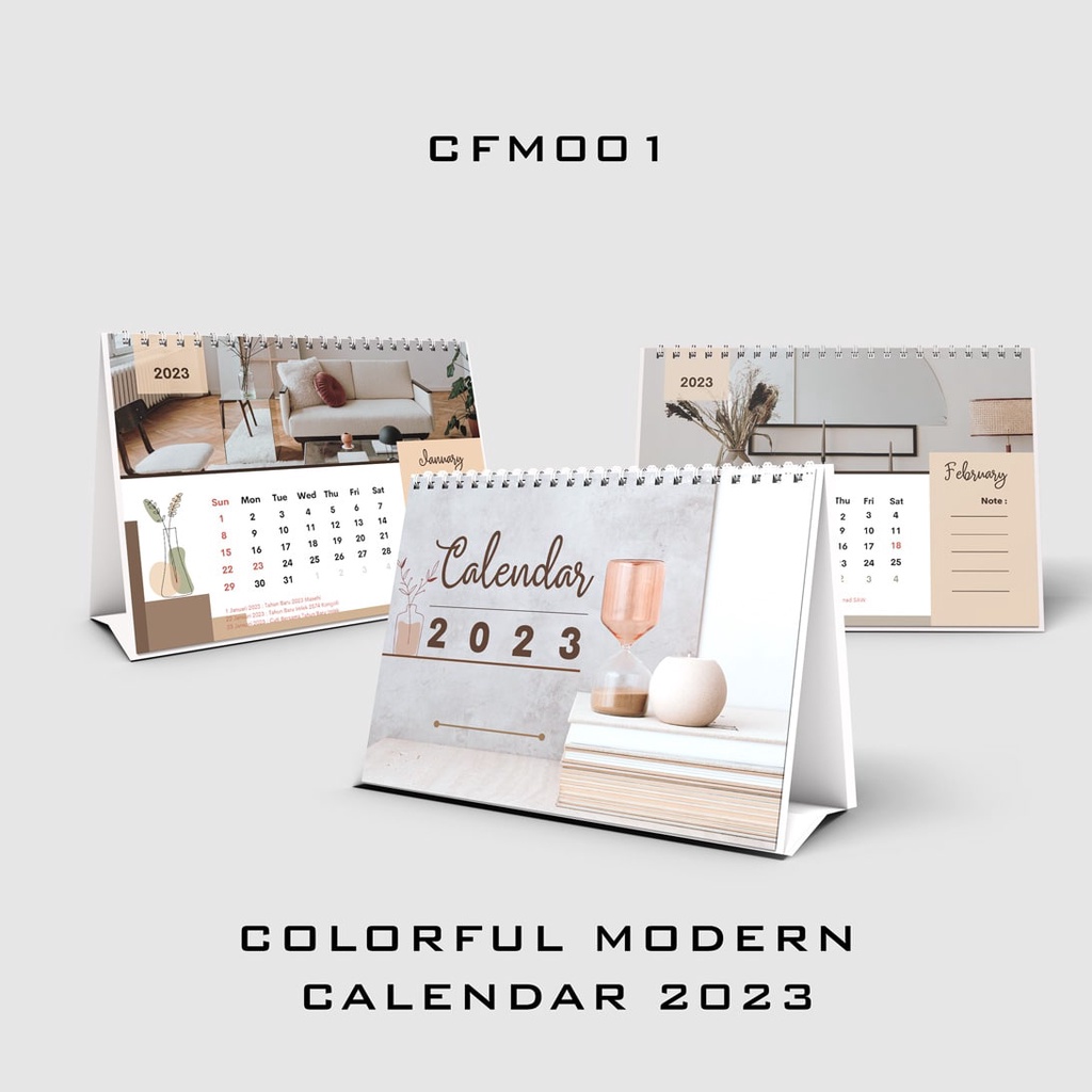 Jual Kalender Meja Tahun 2023 Ruangan Rumah Aesthetic l Kalender Full ...