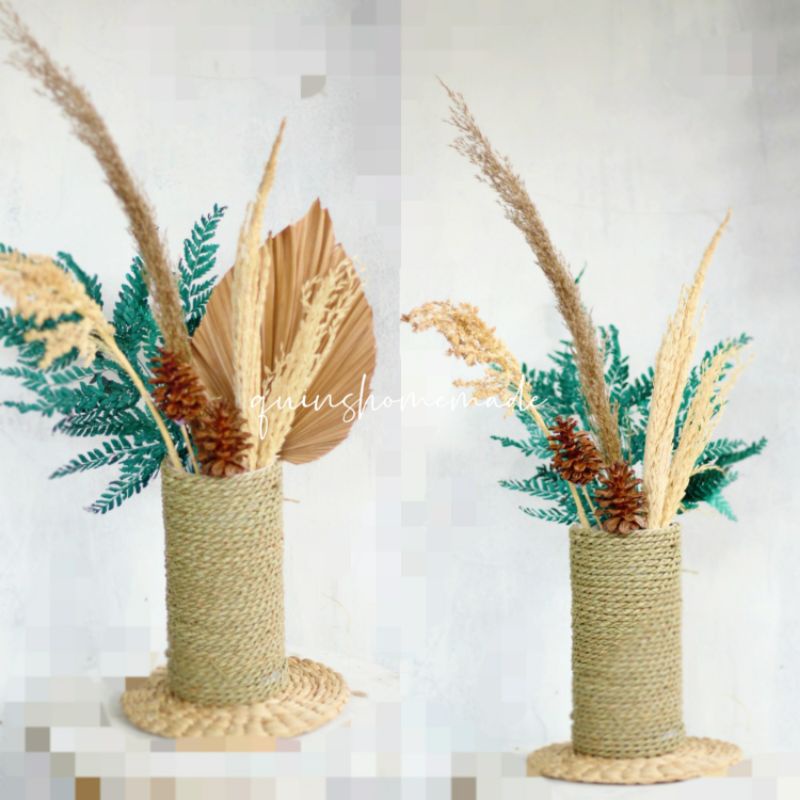 Jual Set bunga aesthetic| paket lengkap vas mendong | Vas aesthetic ...