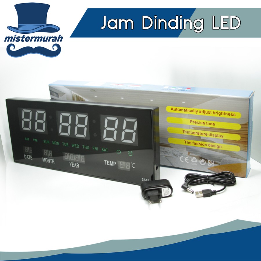 Jual Jam Dinding Digital LED Besar / Jam Meja Digital Alarm Fitur ...