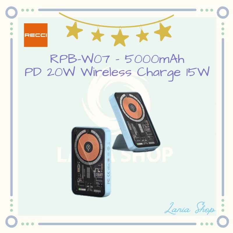 Jual RECCI RPB-W07 MARS SERIES 5000mAh Powerbank PD 20W Wireless Charge 15W | Shopee Indonesia