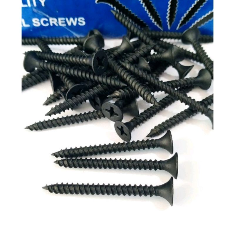 Jual Sekrup Gypsum 6 x 1½" (QTY : 50 PCS) Baut Cacing Warna Hitam ...