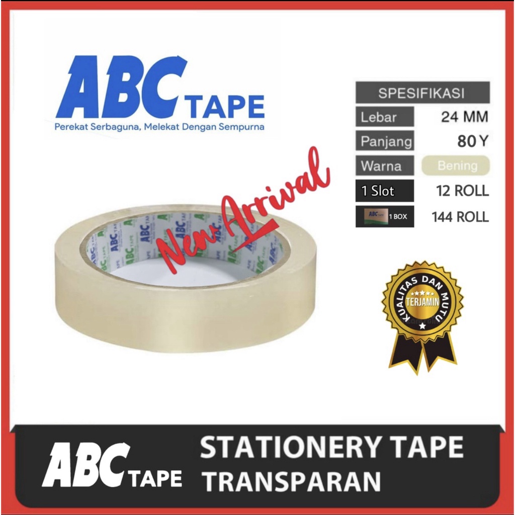 Jual Isolasi /Lakban Kecil Bening ABC Tape 1 Inch 24MM / 24MM X 80yard ...