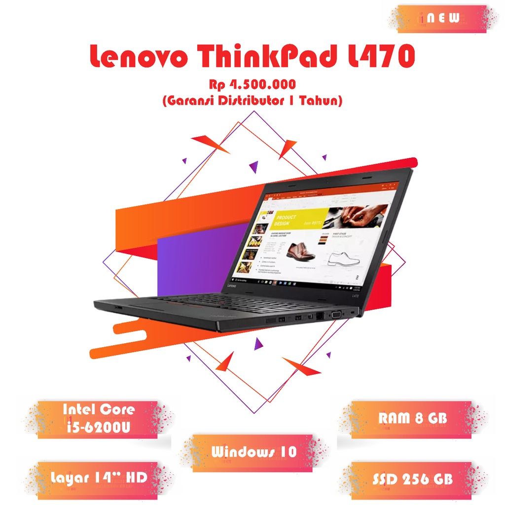 Jual PROMO Lenovo ThinkPad L470 Core i5 RAM 8GB SSD 256GB cuma 4 jutaan spek tinggi bandel Baru ...