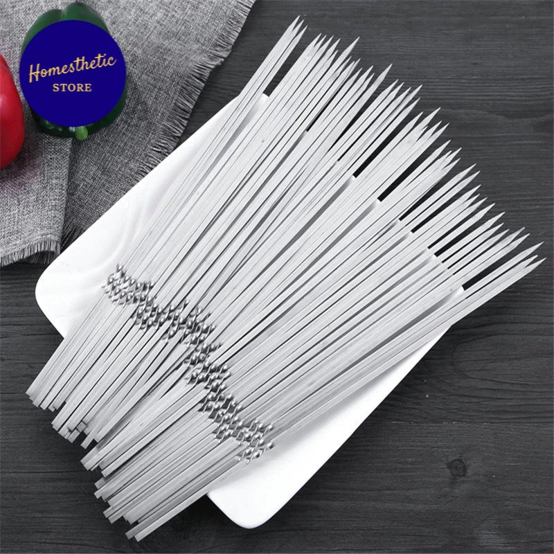 Jual Tusuk Sate 100 PCS Stainless Steel BBQ Reusable Cooking Tools ...