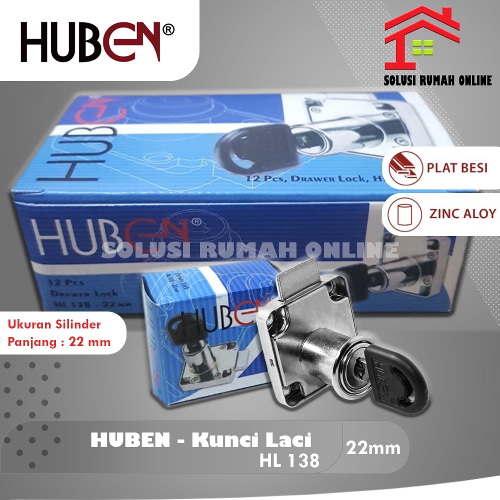 Jual HUBEN HL 138 - 22 mm Kunci Laci / Kunci Lemari / Drawer Lock | Shopee Indonesia