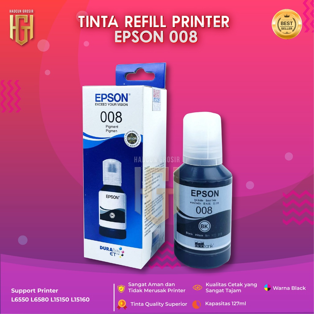 Jual Tinta Epson 008 Refill 127ml Black Untuk Epson L15150 L15160 L6550 ...
