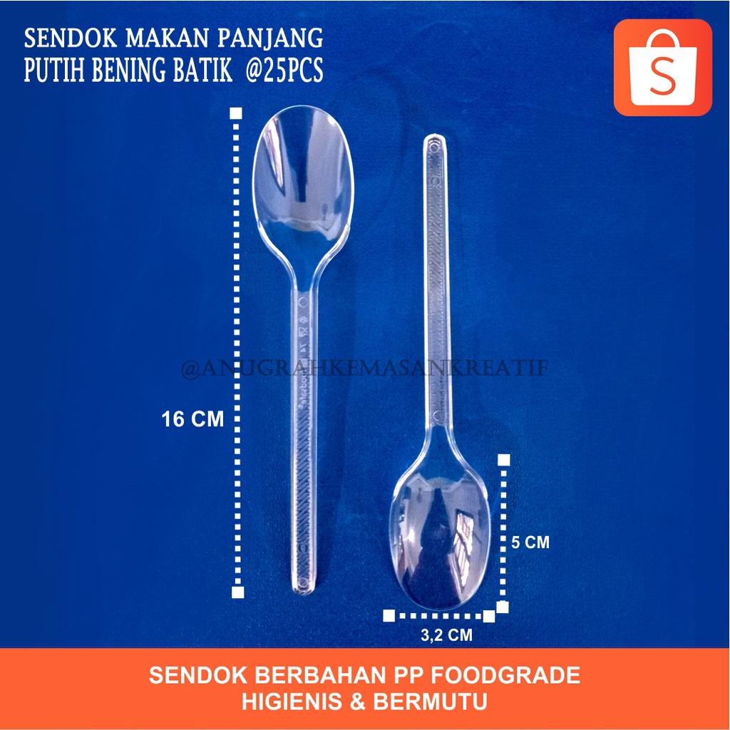Jual Sendok Makan Panjang Tp Putih Dof Bening Batik @25pcs | Shopee ...