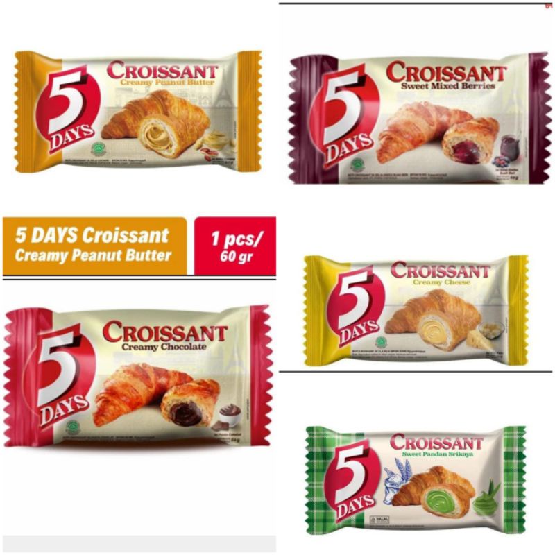 Jual Roti Croissant 5Days Mixed Berries, Creamy Cheese, Creamy Choco ...