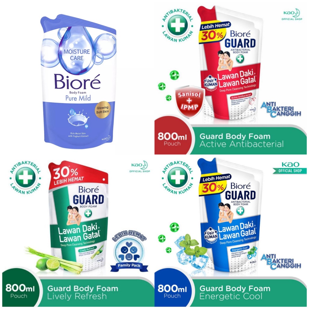 Jual Biore Guard dan Body Foam Pouch 800 ml | Shopee Indonesia