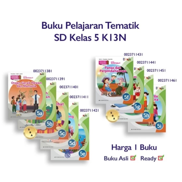 Jual ORI harga satuan buku teks tematik terpadu k13 kelas 5 edisi terbaru penerbit Erlangga ...