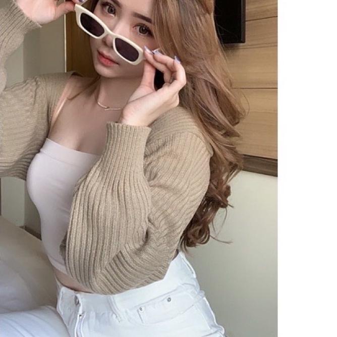 Jual SHOPEE MALL Liam Oversize Crop Cardigan / Balero / Outer knit premium / Crop cardy | Shopee ...