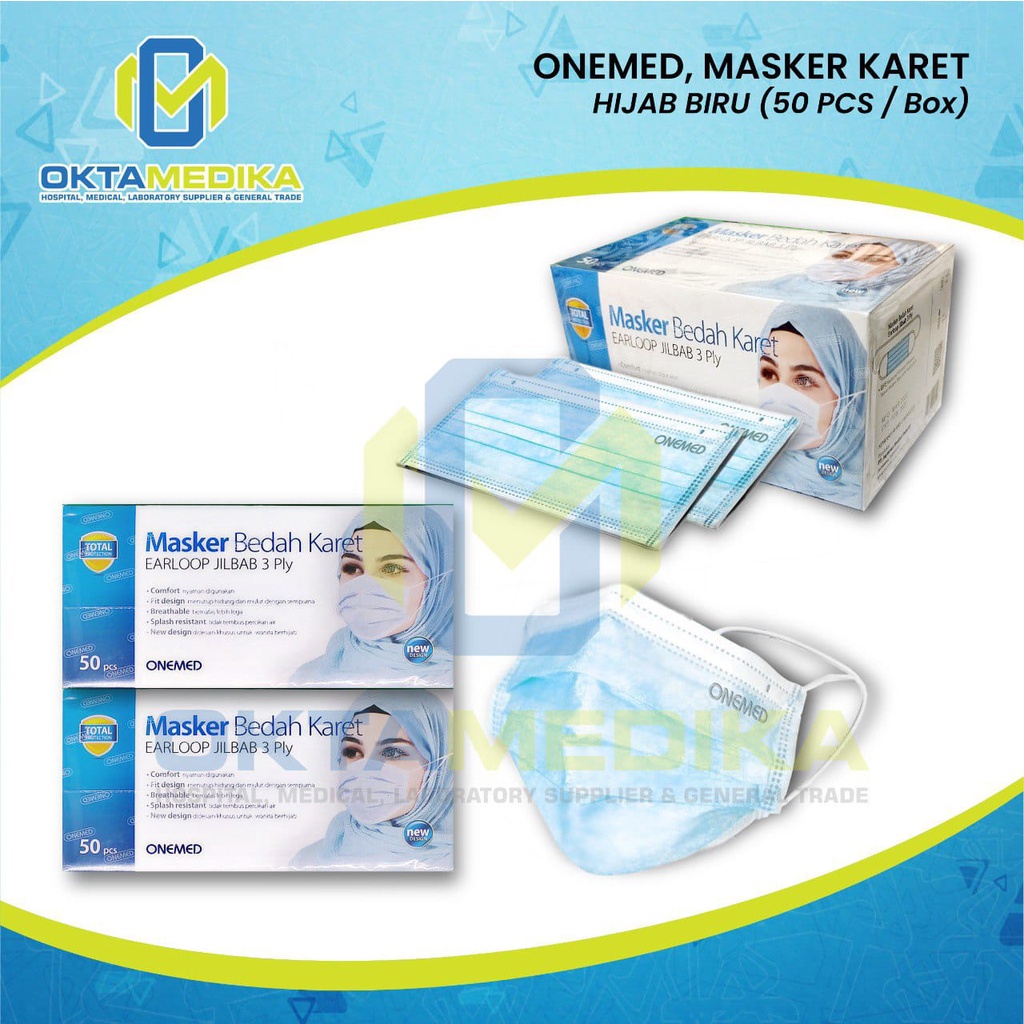 Jual ONEMED - MASKER HIJAB KARET (50'S/BOX) / HEADLOOP MASKER | Shopee ...