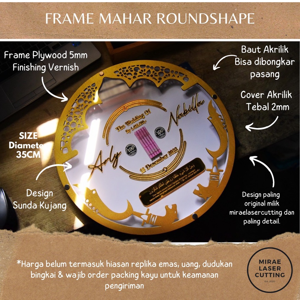 Jual Mahar Laser Cutting / Frame Mahar Round Endless Romance / Mahar ...