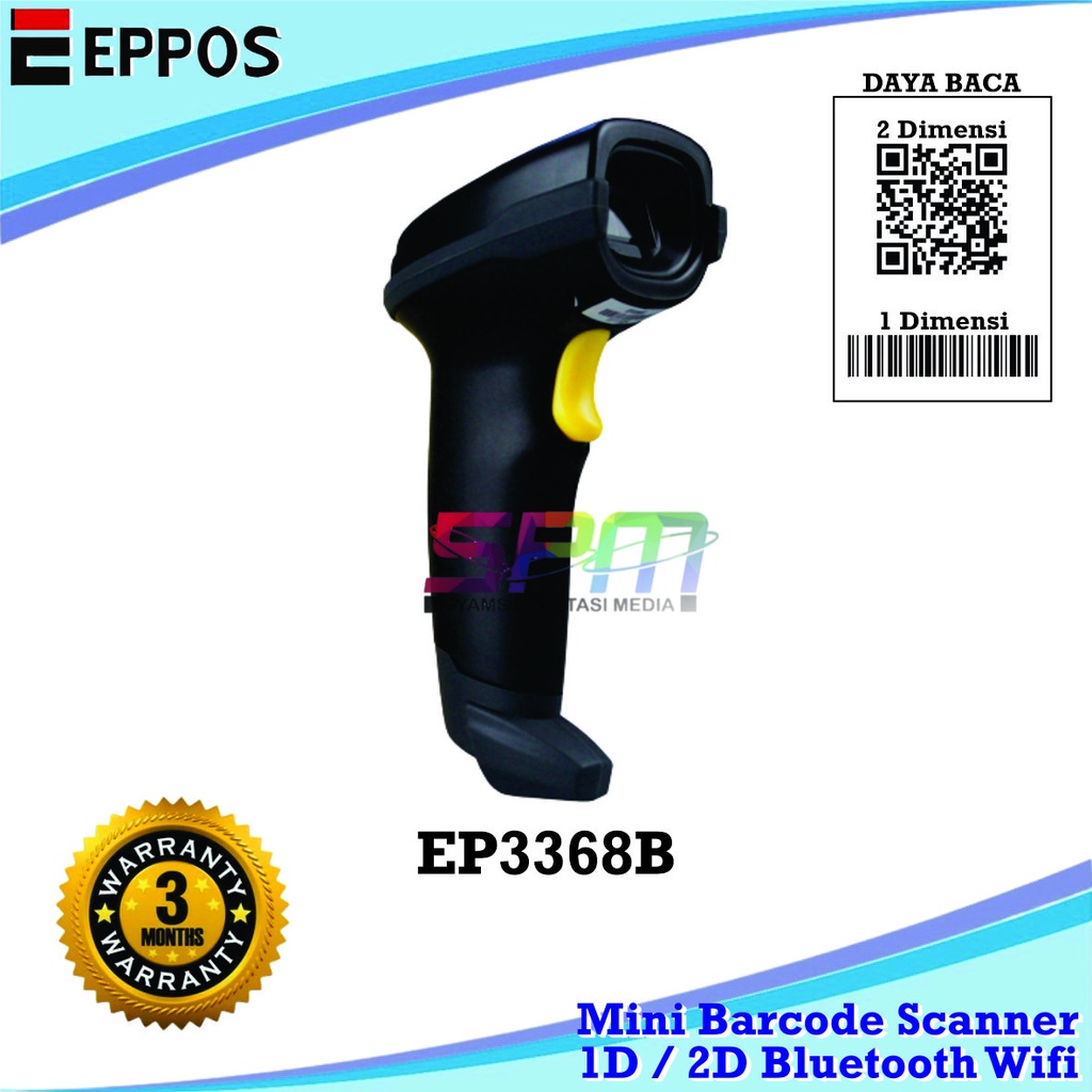 Jual Gun Barcode Scanner 1D/2D EPPOS EP3368B - Bluetooth Wireless ...
