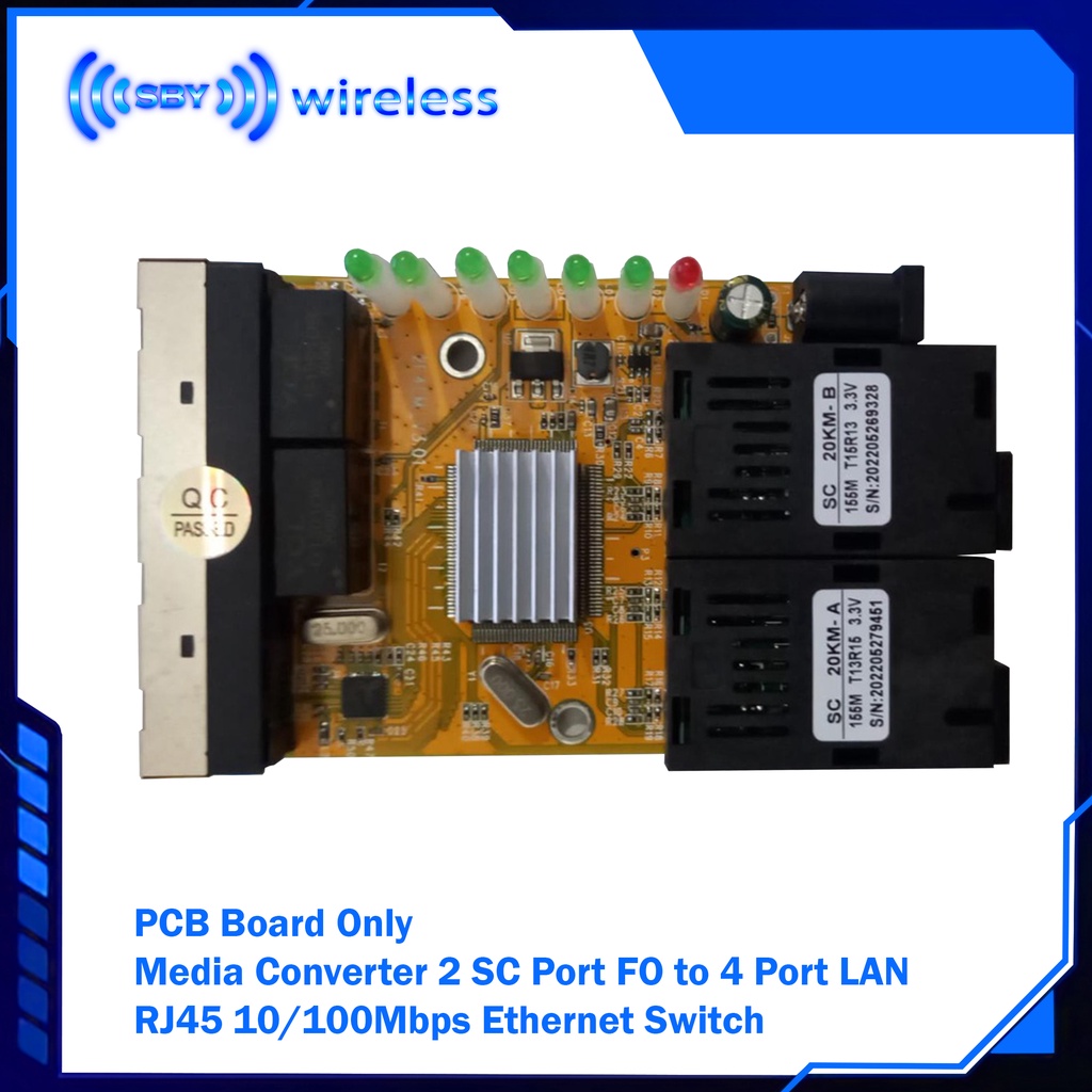 Jual PCB Board Only - Media Converter 2 SC Port FO to 4 Port LAN RJ45 ...