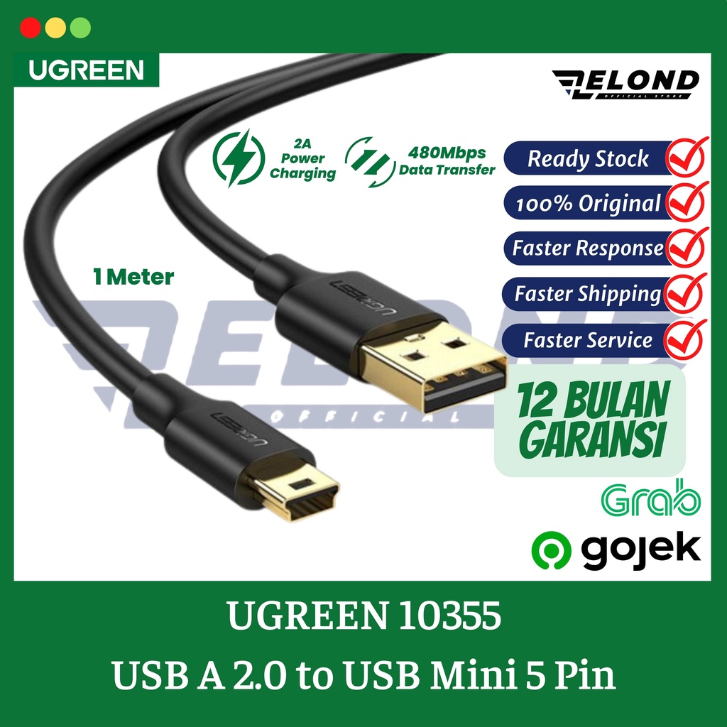 Jual Kabel Data Kamera USB A to USB Mini 5 Pin Male Cable 1 Meter ...