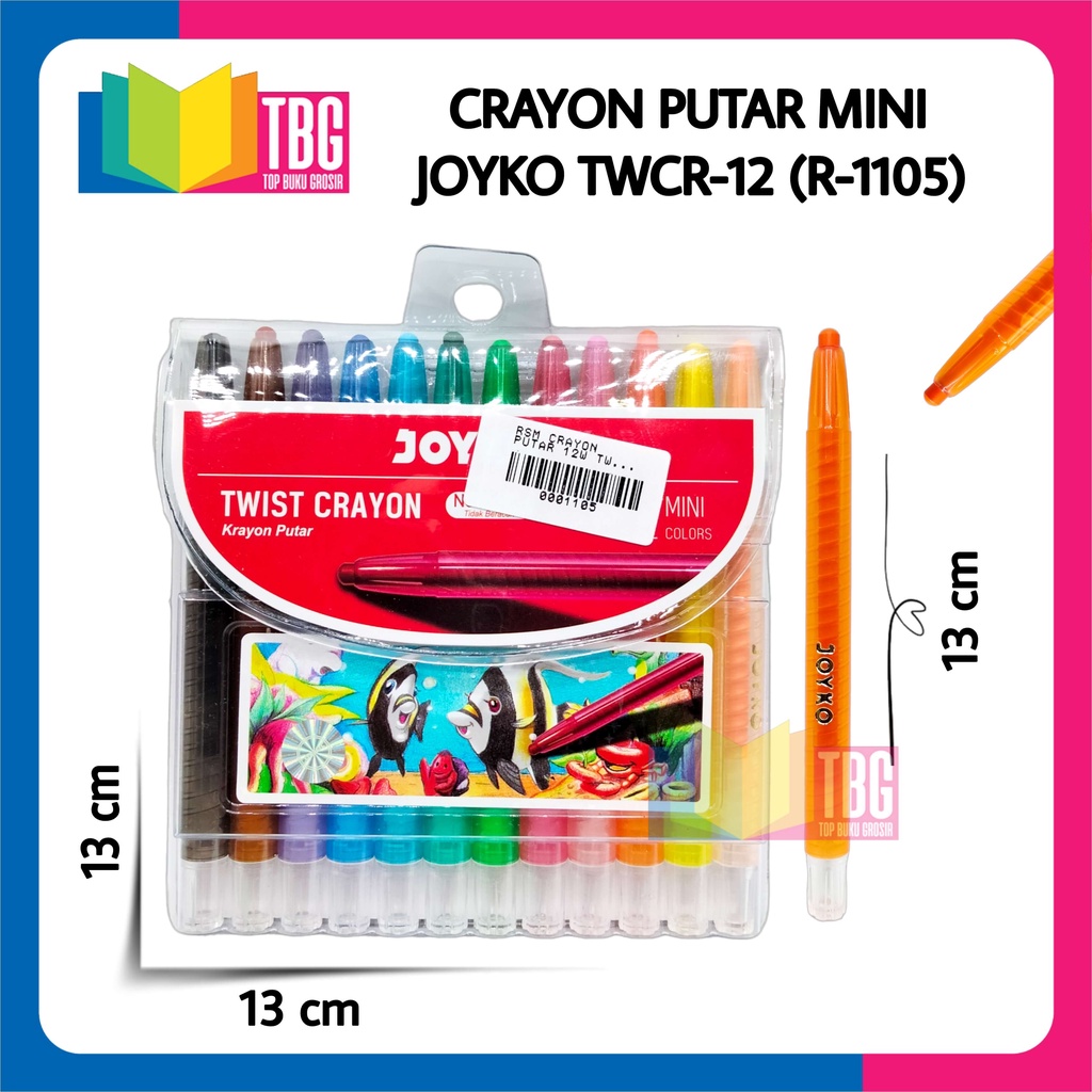 Jual 1 SET (12 WARNA) CRAYON PUTAR MINI JOYKO/TWIST CRAYON TWCR-12 ...