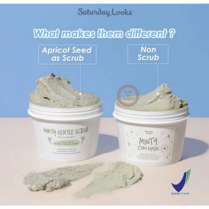 Jual [Bpom] Saturday Looks Minty Gentle Scrub, Minty Clay Mask | Shopee ...