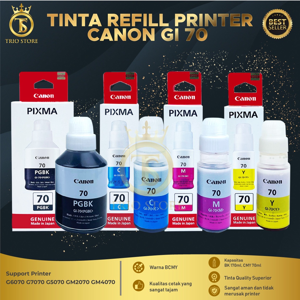 Jual Tinta Canon GI-70 1 Set 4 Warna CMYK Cocok untuk Printer Canon ...