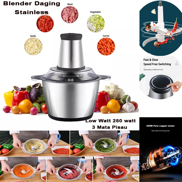 Jual Blender Penggiling Daging Stainless 2 Liter Meat Grinder Blender 2 ...