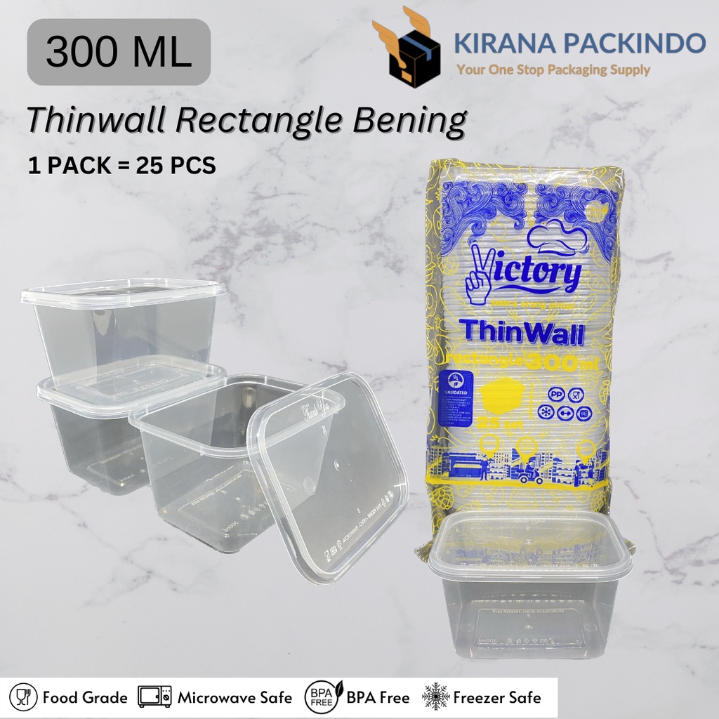 Jual Thinwall Victory 300ML Rectangle (Persegi Panjang) Food Container Kotak Makan 25pcs 300 ml ...