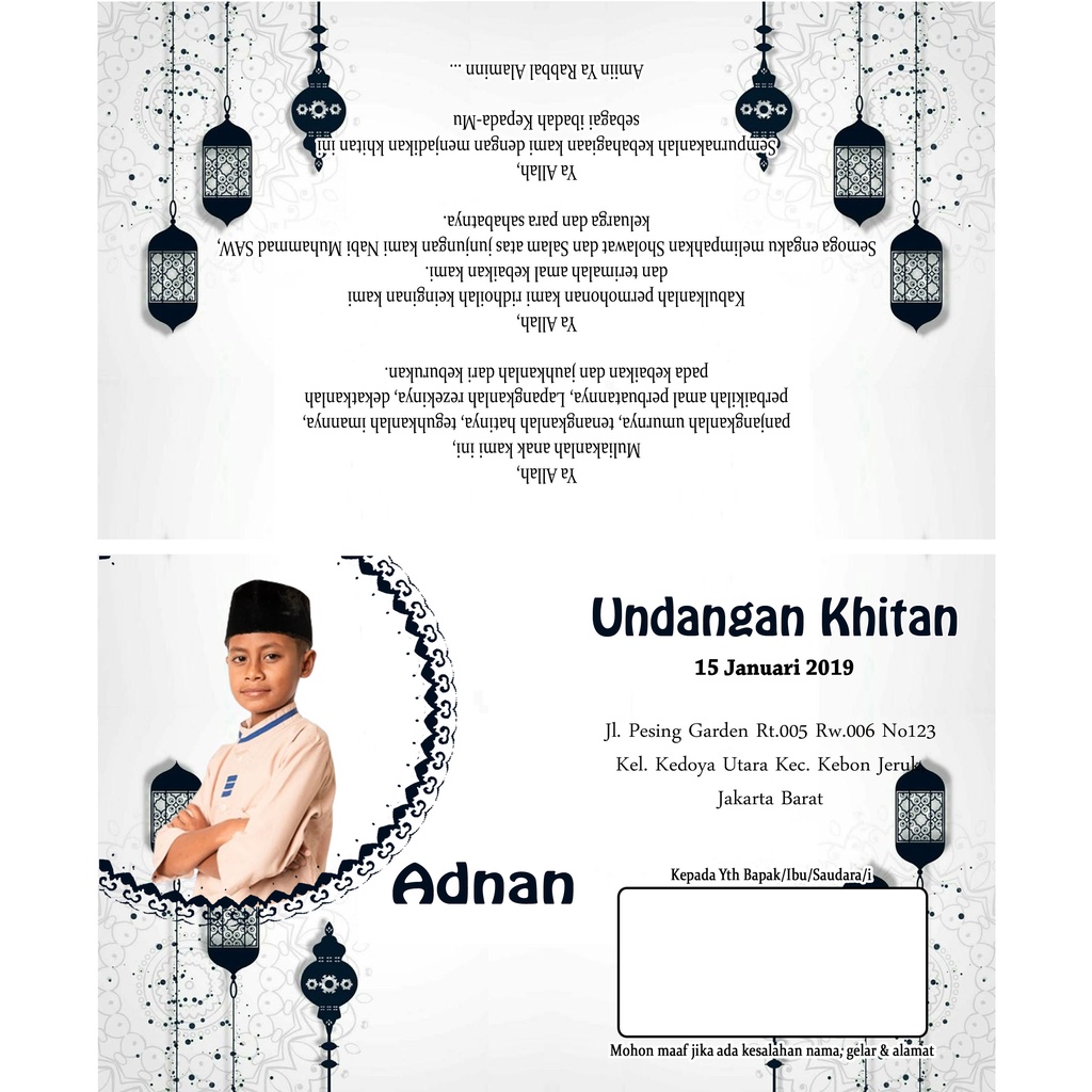 Jual CETAK PRINT undangan sunat khitanan free design cepat murah FREE ...