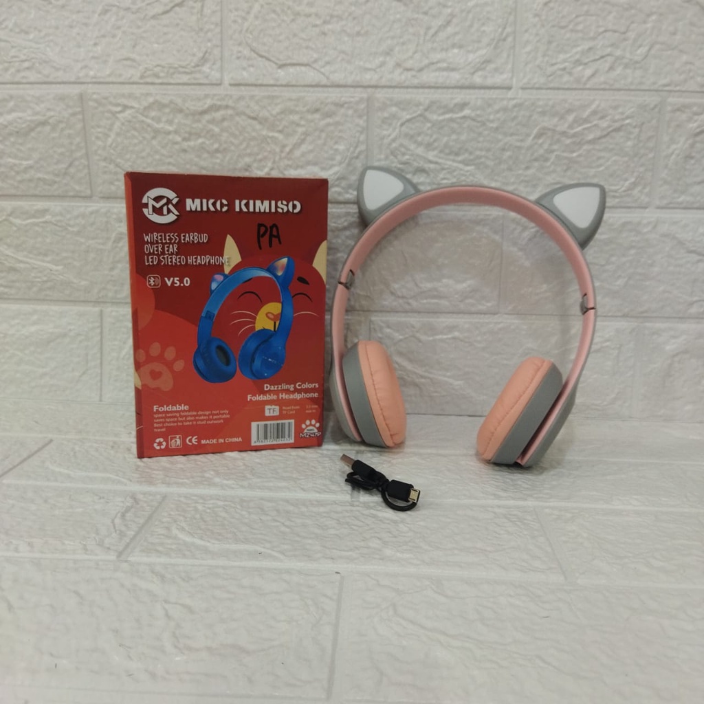 Jual AX CELL --- Headset Telinga Kucing P47m Headphone Bercahaya ...