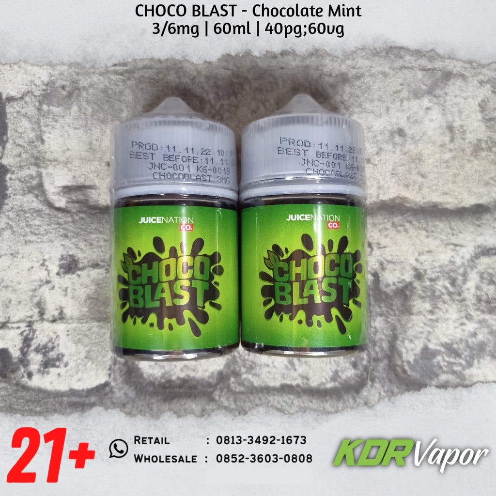 Jual Choco Blast 60ML Choco Mint New Packaging 3MG Cukai 2022 by ...