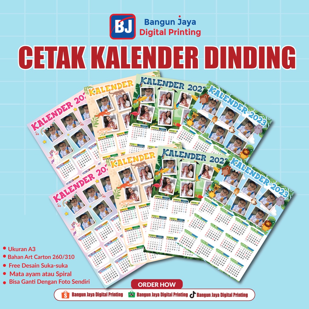 Jual Cetak Kalender Dinding 2022 1 Lembar / bisa foto sendiri Kalender ...