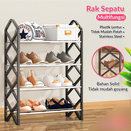 Jual Rak Sepatu Sendal Serbaguna 4 Susun Silang | Shopee Indonesia