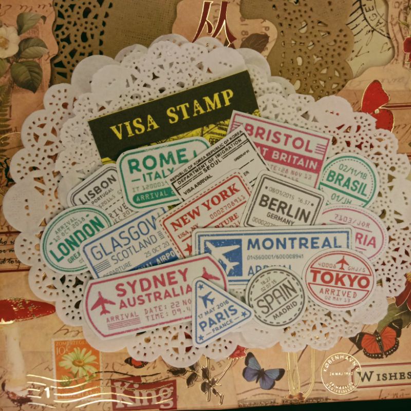 Jual sticker deco, sticker stempel, stamp, stamp sticker, visa stamp ...