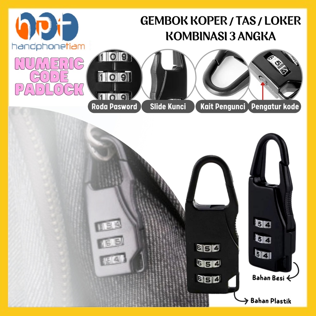Jual Gembok Koper Kombinasi Angka Plastik & Besi Pengunci Pengaman Tas ...