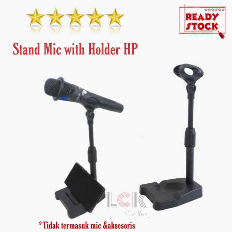 Jual Stand microphone meja dekstop dengan bracket Handphone Ponsel HP ...