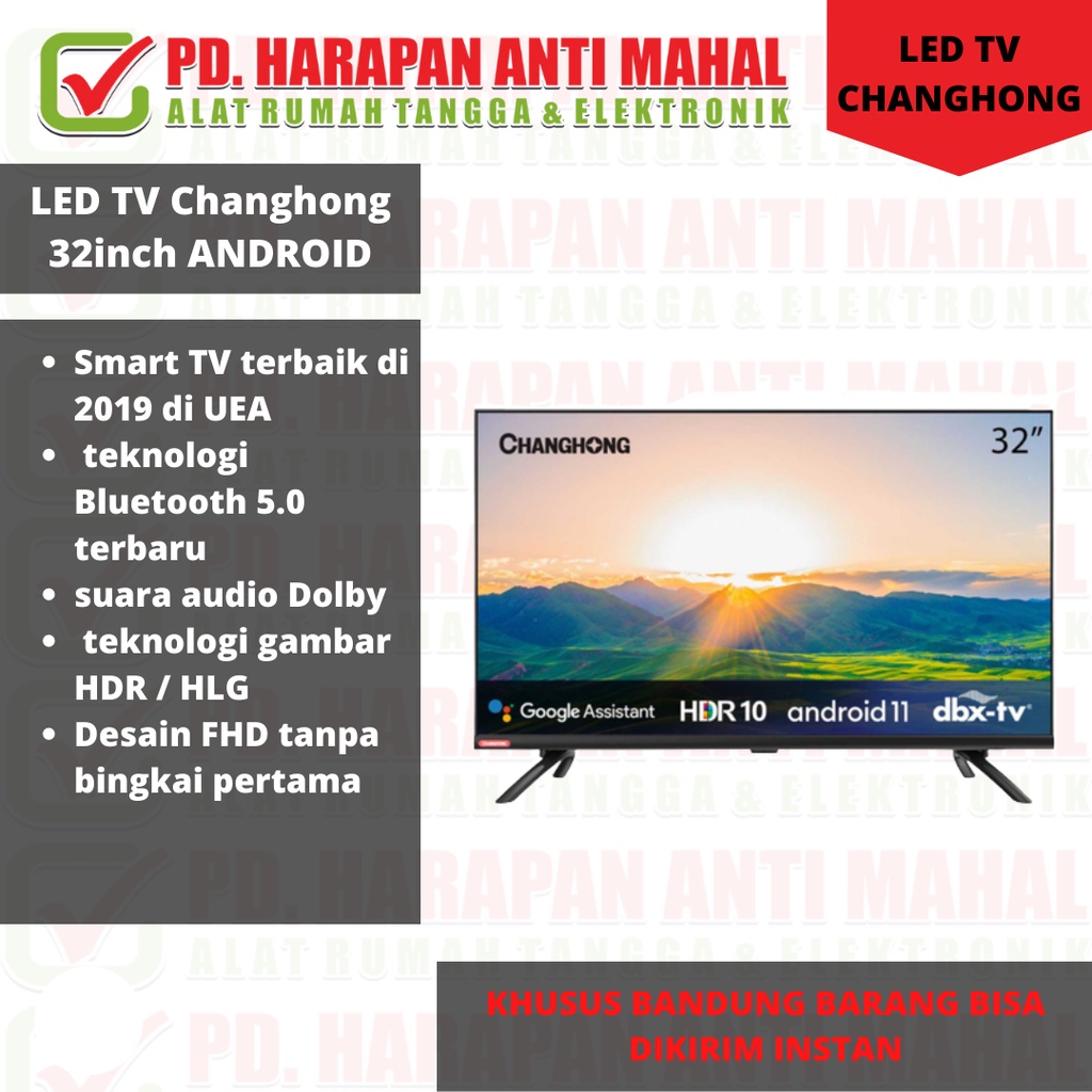 Jual LED TV CHANGHONG L32H7//Changhong L32H7 LED TV 32 inch Android TV//LED TV Changhong 32 inch ...