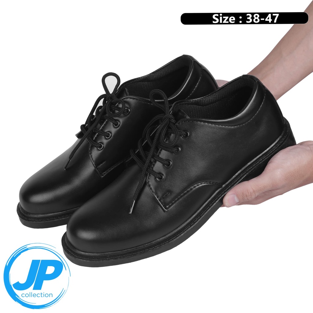 Jual 38-47 Sepatu pdh pria pendek tali 4 pentopel dinas kantor hitam ...