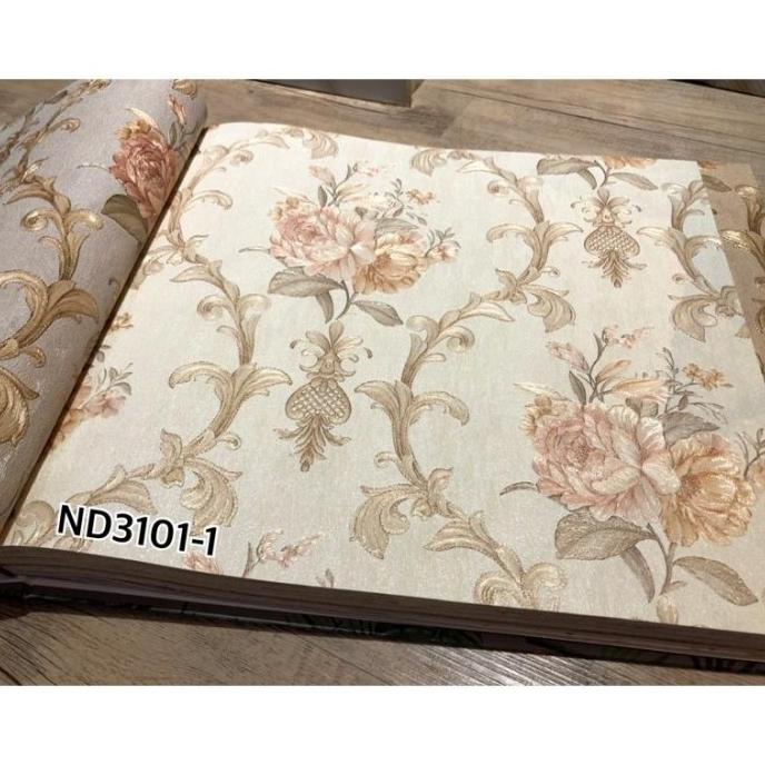 Jual Wallpaper Dinding Bunga Klasik Gold Daun Elegan Mewah Ukiukishop ...