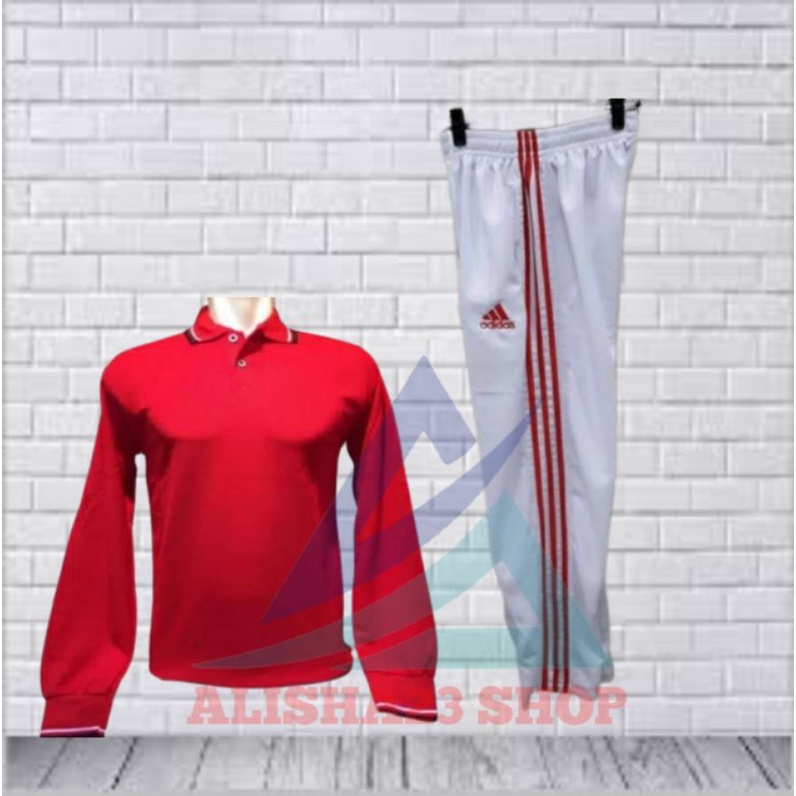 Jual Setelan baju putih merah lengan panjang/ set training merah putih ...