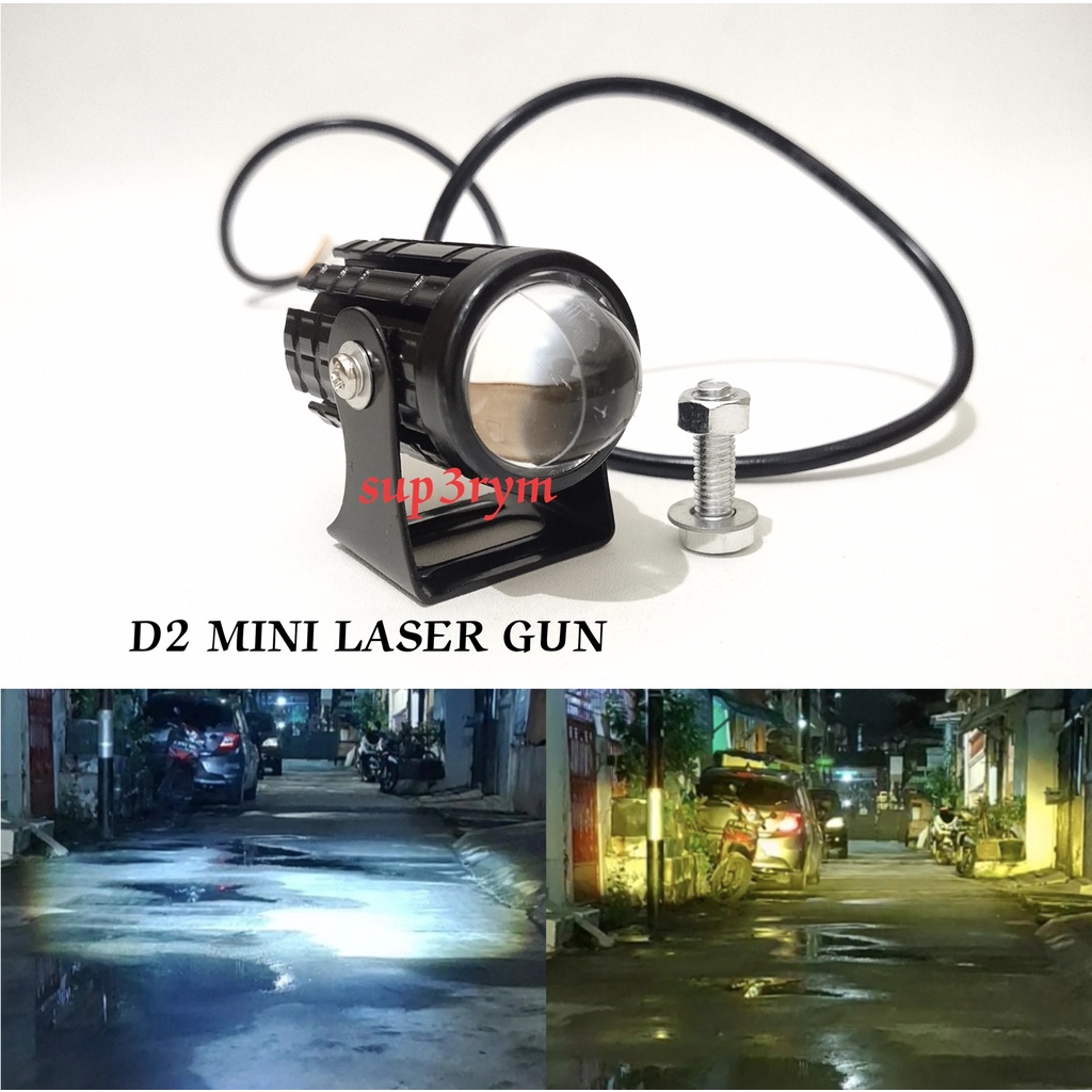 Jual Lampu tembak Laser gun Led D2 mini 2 warna putih kuning jauh dekat ...