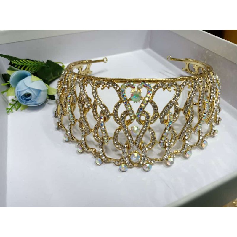Jual mahkota pengantin/mahkota weding /mahkota hijab dasar gold ...