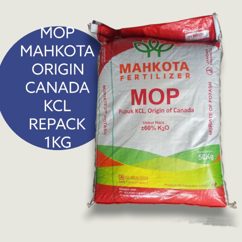 Jual PUPUK KCL MAHKOTA FERTILIZER MOP ORIGIN CANADA REPACK 1 KG ...