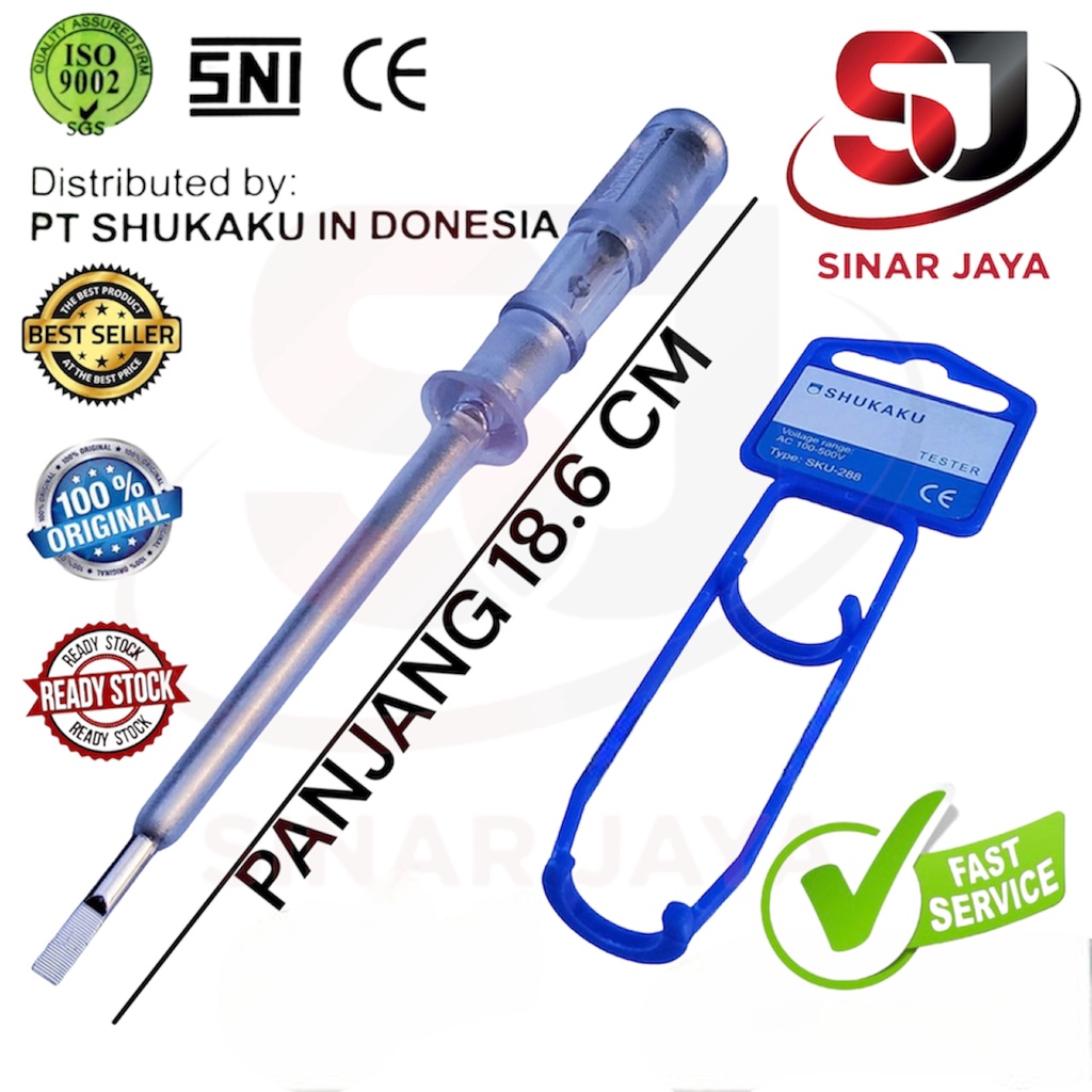 Jual Shukaku SKU288 Obeng Tespen 18.6cm SNI 100-500V Large Testpen ...