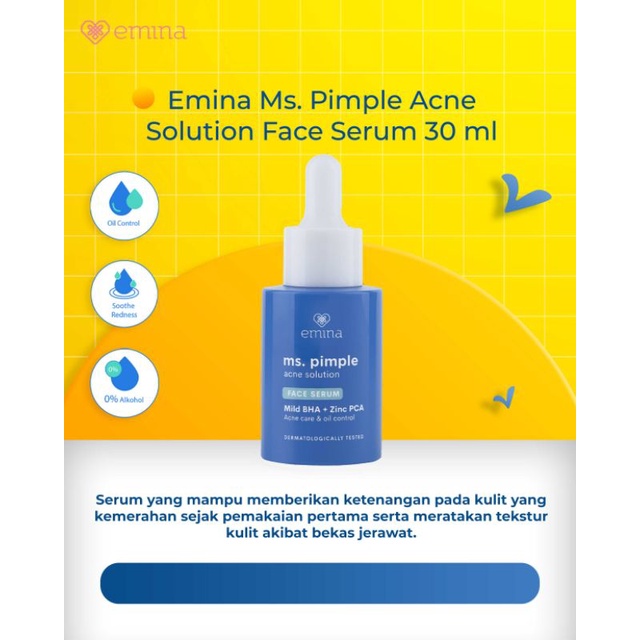 Jual Emina Ms. Pimple Acne Solution Face Serum | Shopee Indonesia