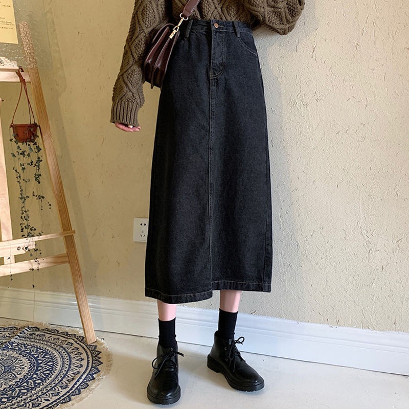 Jual Rok A-line Highwaist Hitam / Rok Denim Fashion Diimpor / Rok Jeans ...