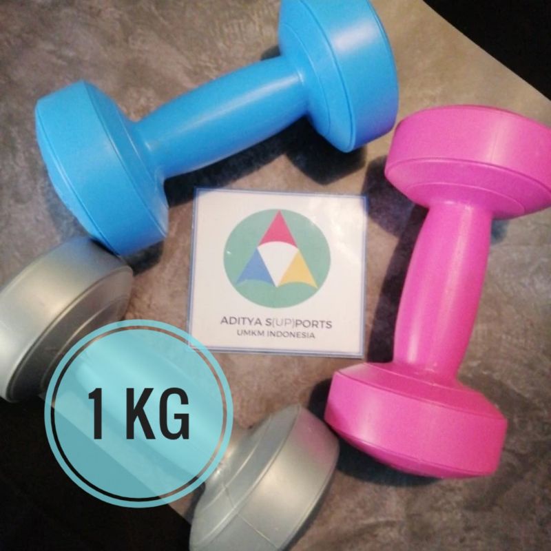 Jual Dumbel Barbel Plastik Dumble Dambel Abu 1 Kg Alat Olahraga Latih ...