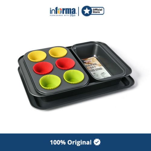 Jual Informa - Cooking Color Set Loyang Kue Dengan Cup Silicone Tray ...