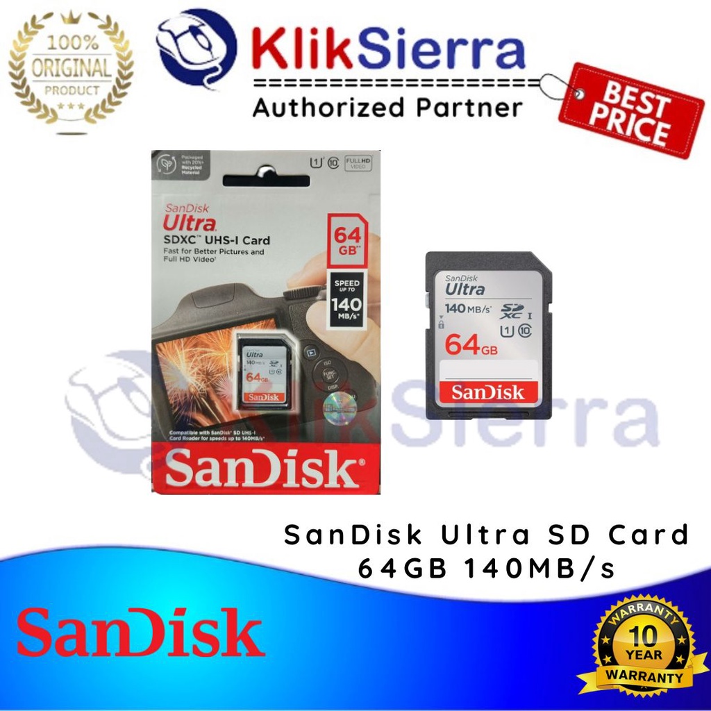 Jual SanDisk Ultra SDCard 64GB 140MB/s SD Card Class 10 Original ...