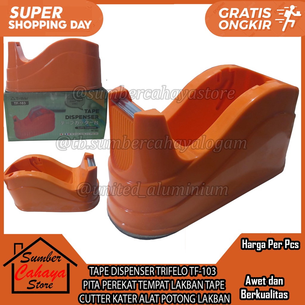 Jual TAPE DISPENSER TRIFELO TF-103 PITA PEREKAT PEMOTONG BESI PITA ...