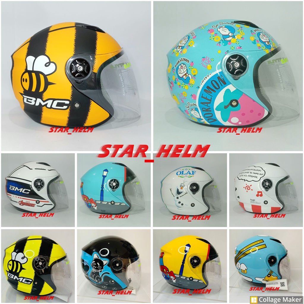 Jual HELM HALF FACE BMC MILAN KARAKTER | HELM BMC KARTUN | HELM BMC ...