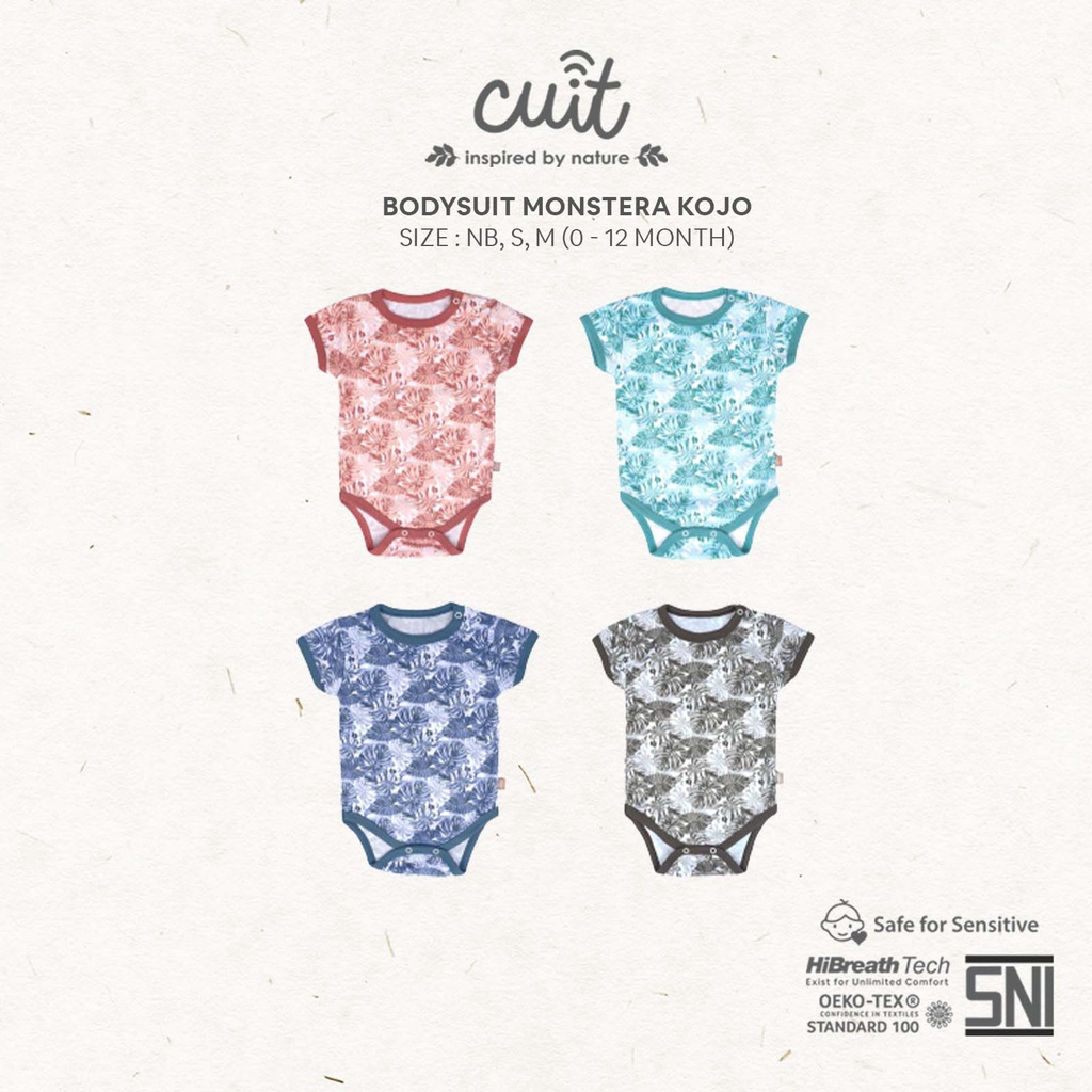 Jual CUIT 0 - 12 Bulan Bodysuit Short Sleeve (Jumper Bayi) Monstera ...