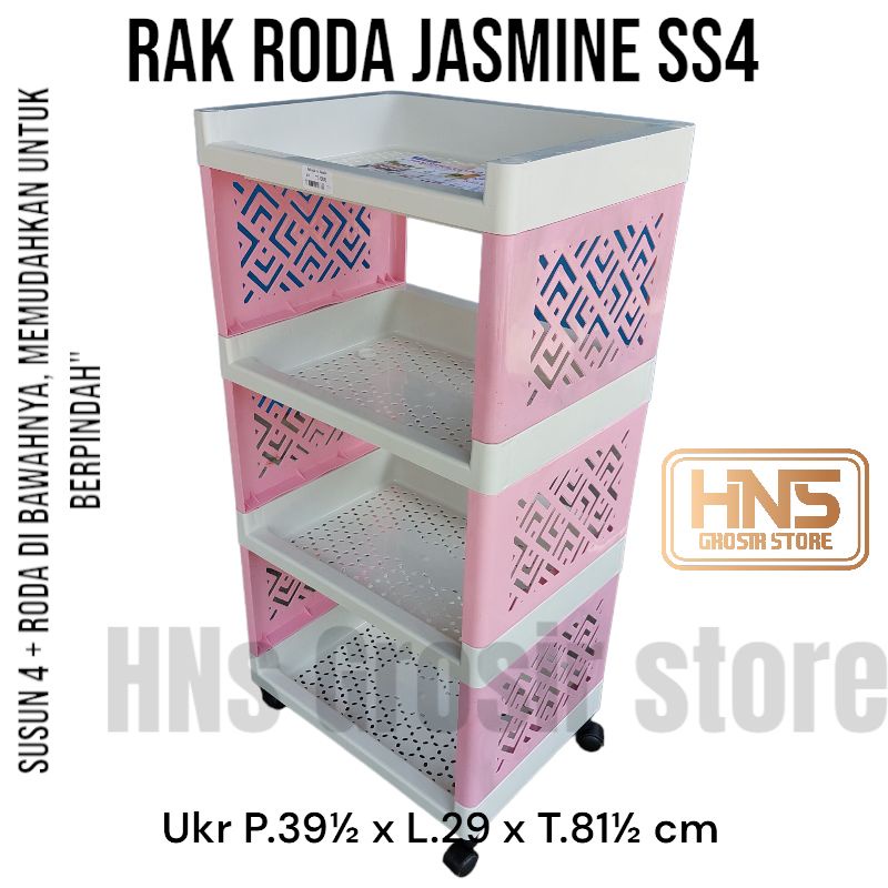 Jual Rak plastik plus roda jasmine susun 4 plastik tebal serbaguna ...